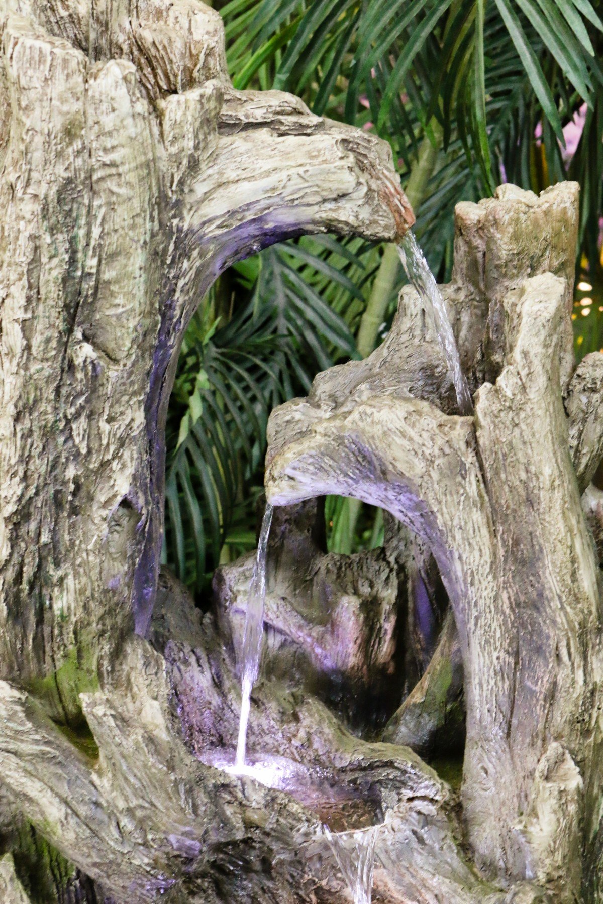 Alpine Corporation 5-Tier Tree Trunk Water Fountain with LED Lights - Outdoor Waterfall for ...