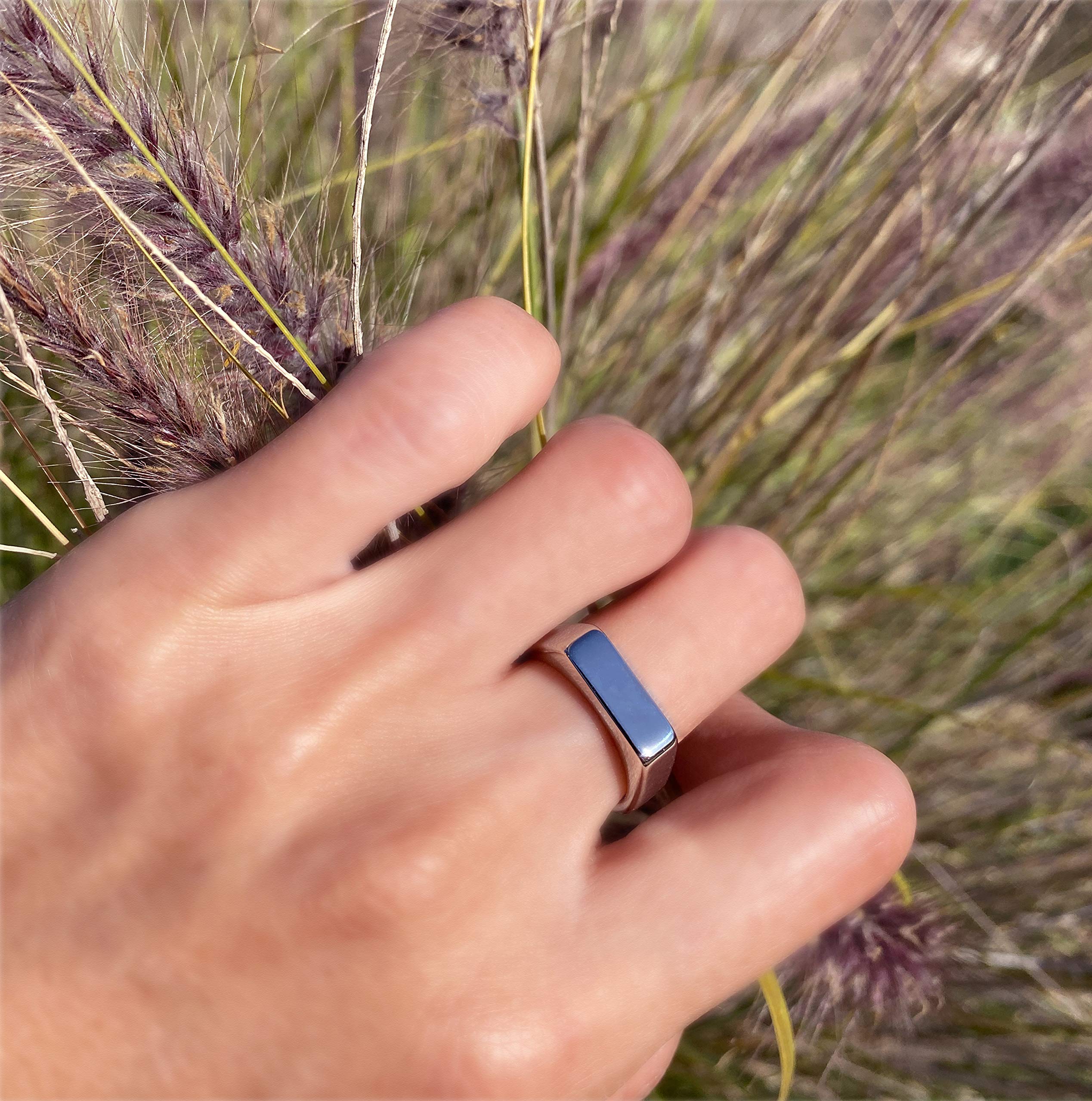 Rectangular Bar Signet Ring, Men's Pinky Ring, Women's Signet Ring, Men ...