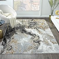 Amazon.com: LUXE WEAVERS Ivory Gold 8x10 Marble Abstract Area Rug ...