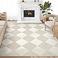 Amazon.com: Abani Cream Area Rug for Living Room, Bedroom - Diamond Pattern - 5 x 8 - Durable ...