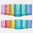Amazon.com | Hobnail Drinking Glasses Colored Beaded Drinking | 12 Set | 6x Tumbler 11 OZ + 6x ...