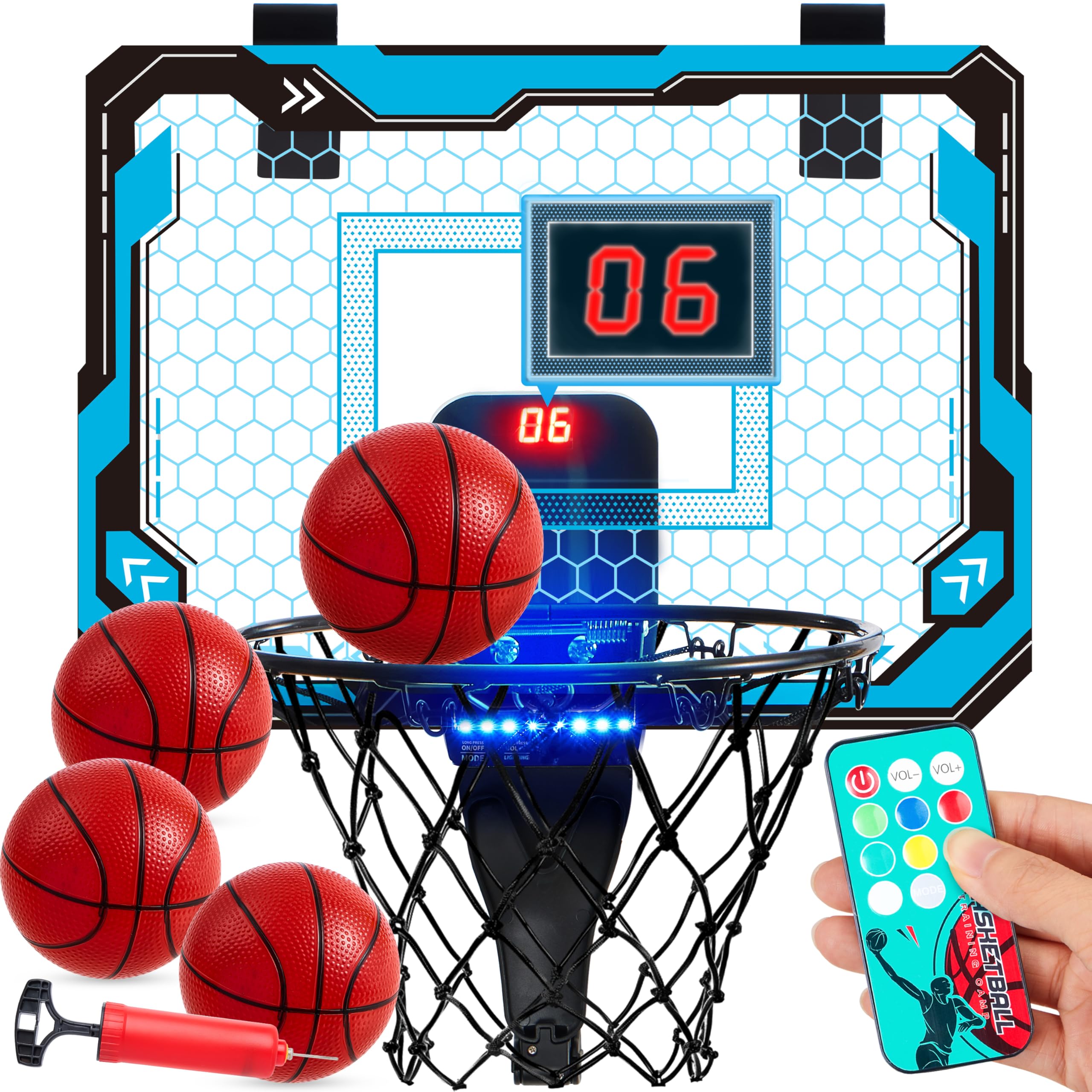 SYNCFUN Mini Basketball Hoop for Kids, Light Up Over The Door ...
