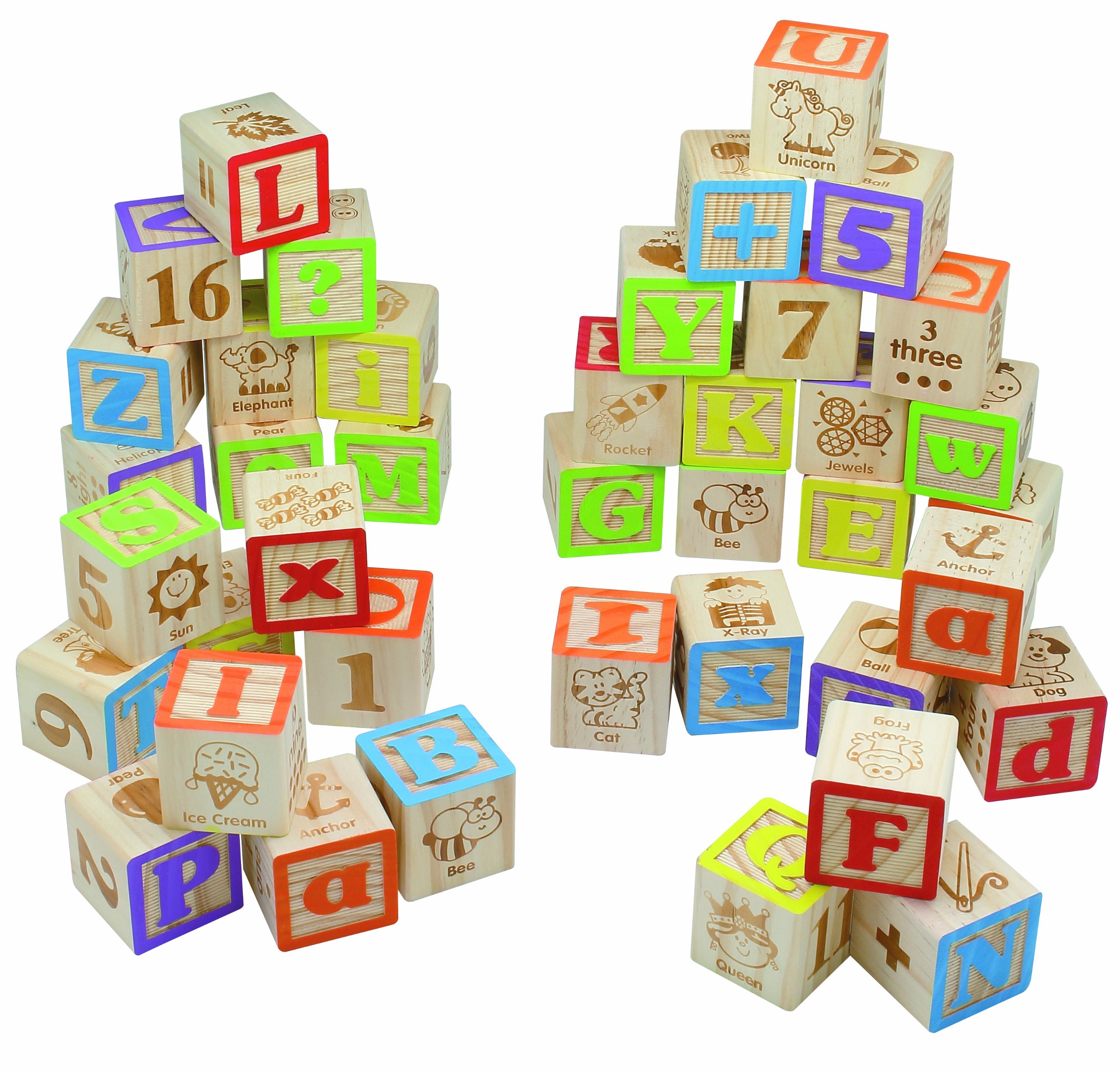 Maxim Deluxe Wooden ABC Blocks Extra Large Engraved Baby Alphabet 