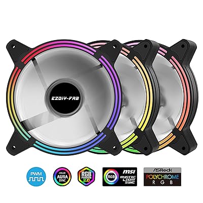 Buy EZDIY-FAB 3-Pack 120mm Dual Frame RGB PWM Fans for PC Case ...