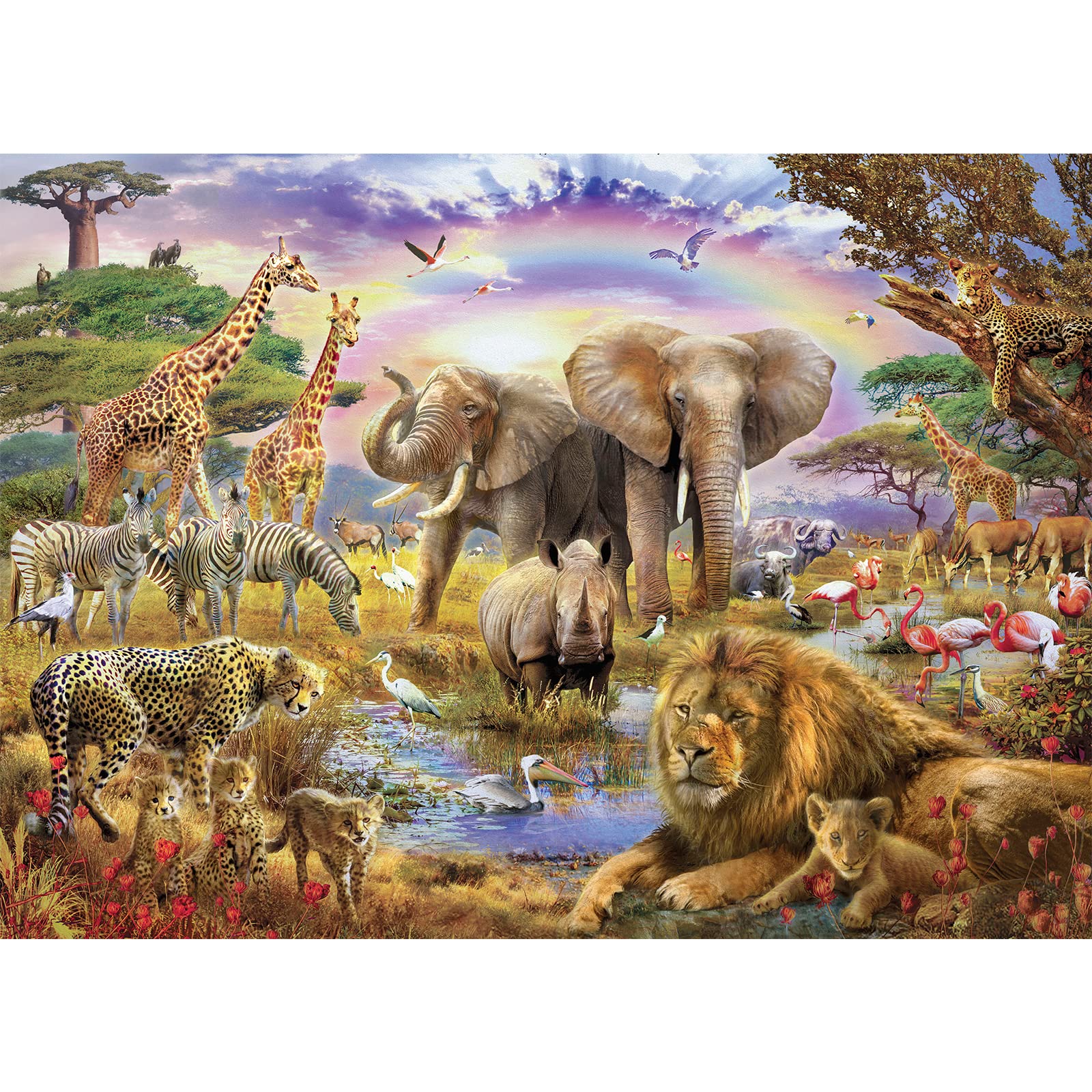 1000 Pieces African Animal Puzzles Jungle Scene African Beasts Elephant ...