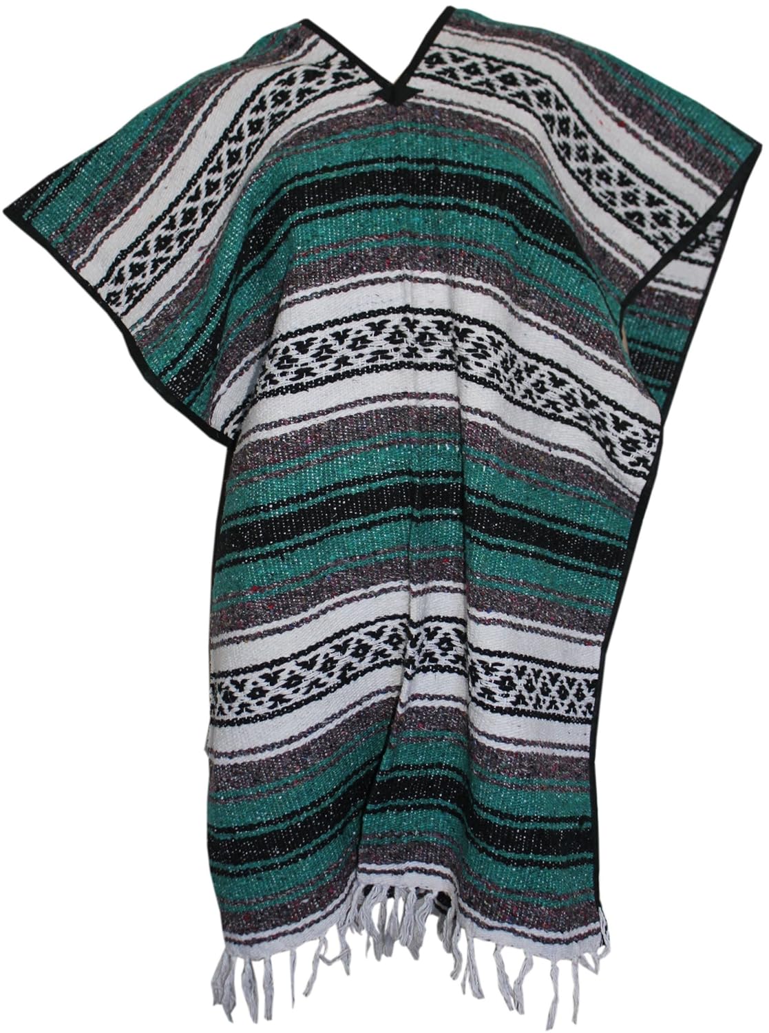 Del Mex Classic Mexican Blanket Poncho, Green Apparel Accessories ...