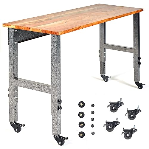 Fedmax Work Bench - 61" Rolling Portable Workbench for Garage - Metal ...