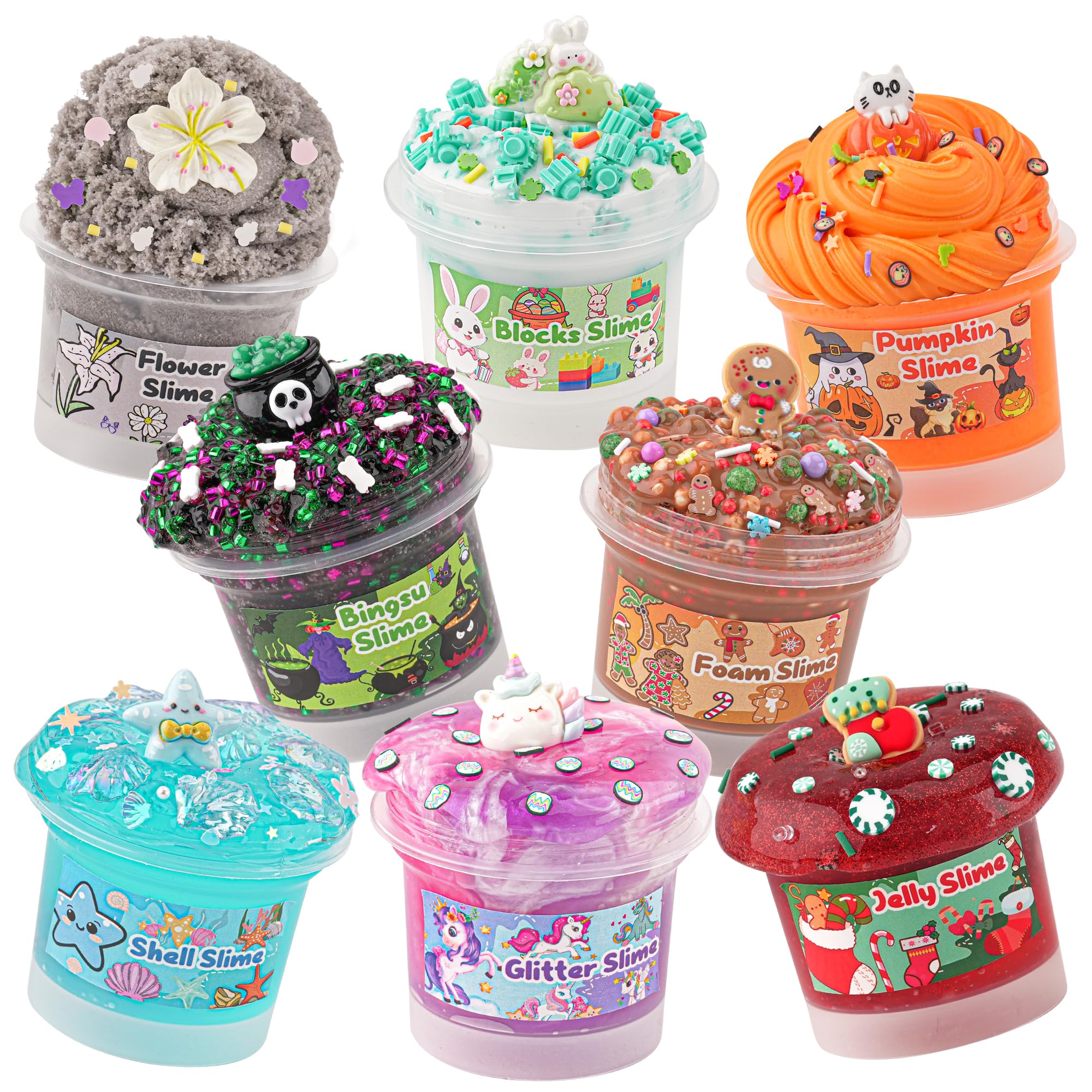 8 Pack Textures Slime Kit for Kids, Slime Variety Pack Different ...