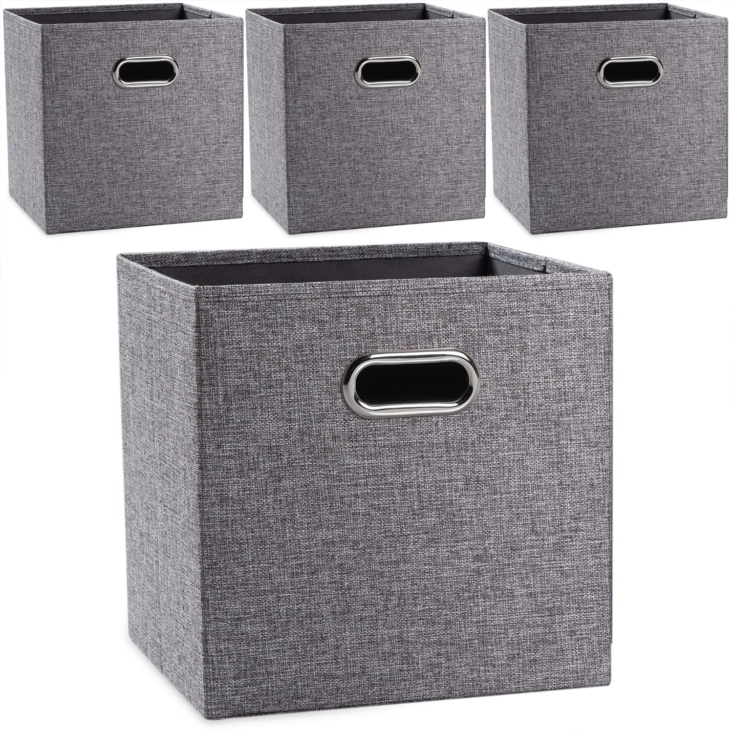 PRANDOM Linen Fabric Foldable Cube Storage Bins 13x13 inch [4-Pack ...