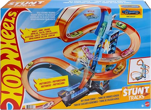 Hot Wheels Toy Car Track Set, Sky Crash Tower More Than 2.5-ft Tall ...