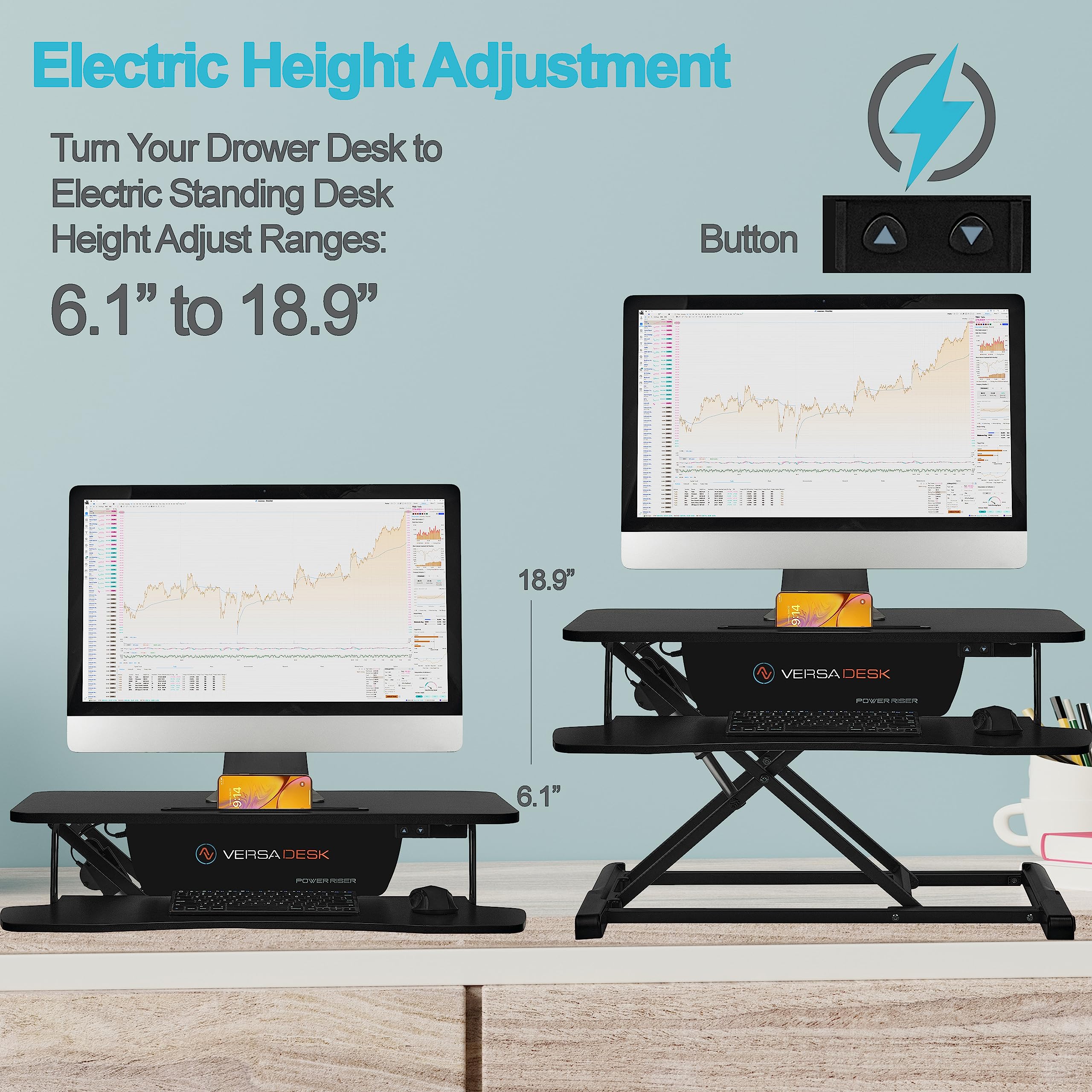 Mua VERSADESK® PowerRiser® 32" x 24" Electric Standing Desk Converter ...