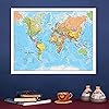 Laminated World Map - 17" x 22" - Map of the World - 2025 Updated ...