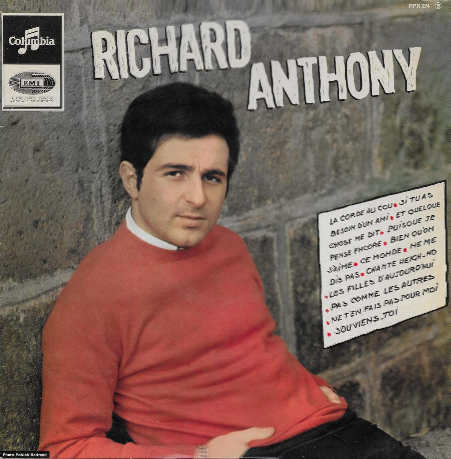 1 Disque Vinyle LP 33 Tours - Columbia 274 - Richard Anthony - 1965 ...
