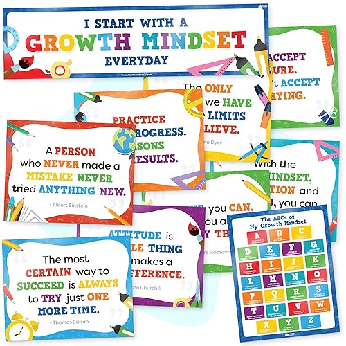 Growth Mindset Posters for Classroom Bulletin Board Sets 10pc - Back to ...