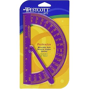 Amazon.com : Westcott 180 Degree Protractor With Arm, 6-Inch, Assorted ...