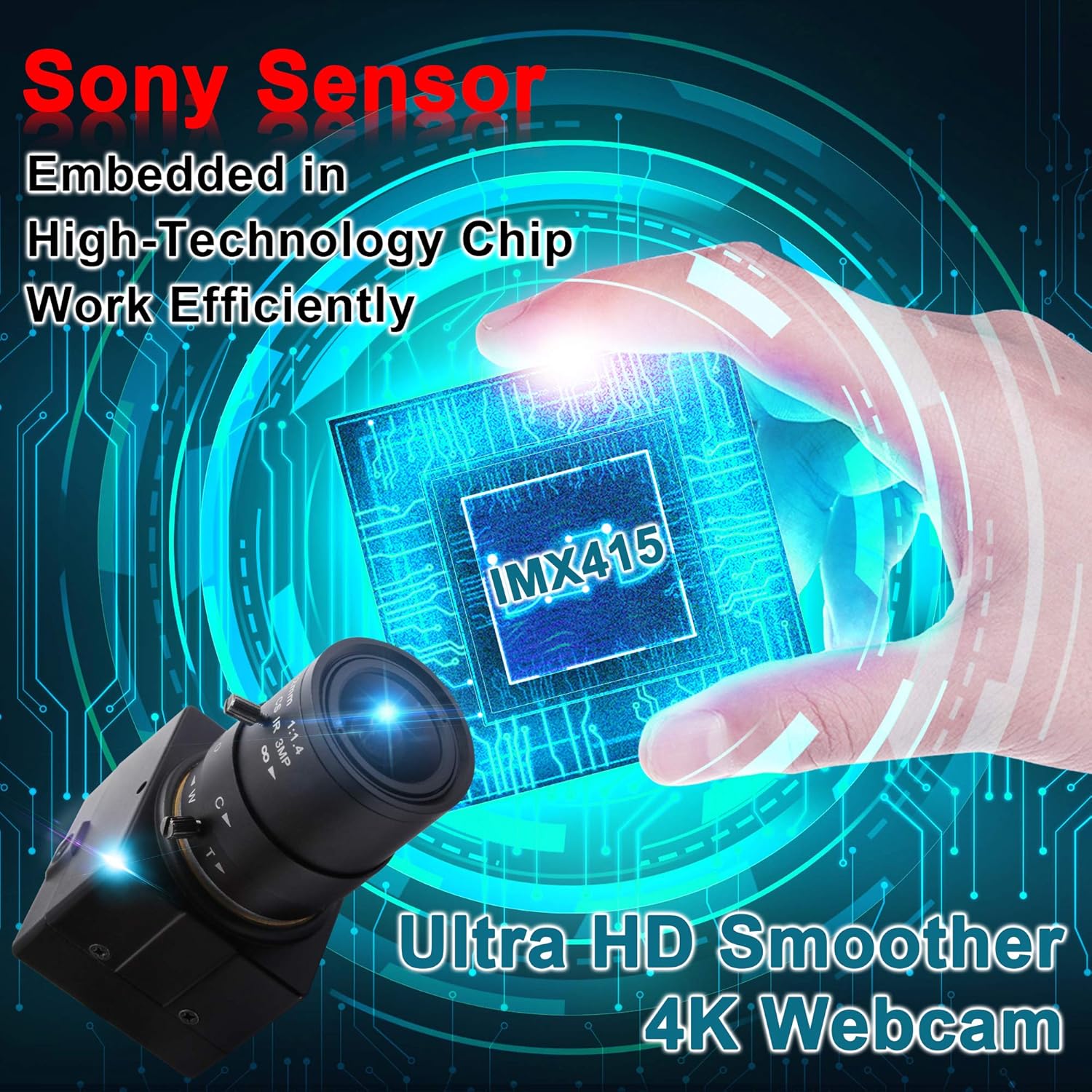 ELP 4K Zoom Webcam,Ultra HD IMX415 Sensor Wide Angle Web Camera,2.8 ...