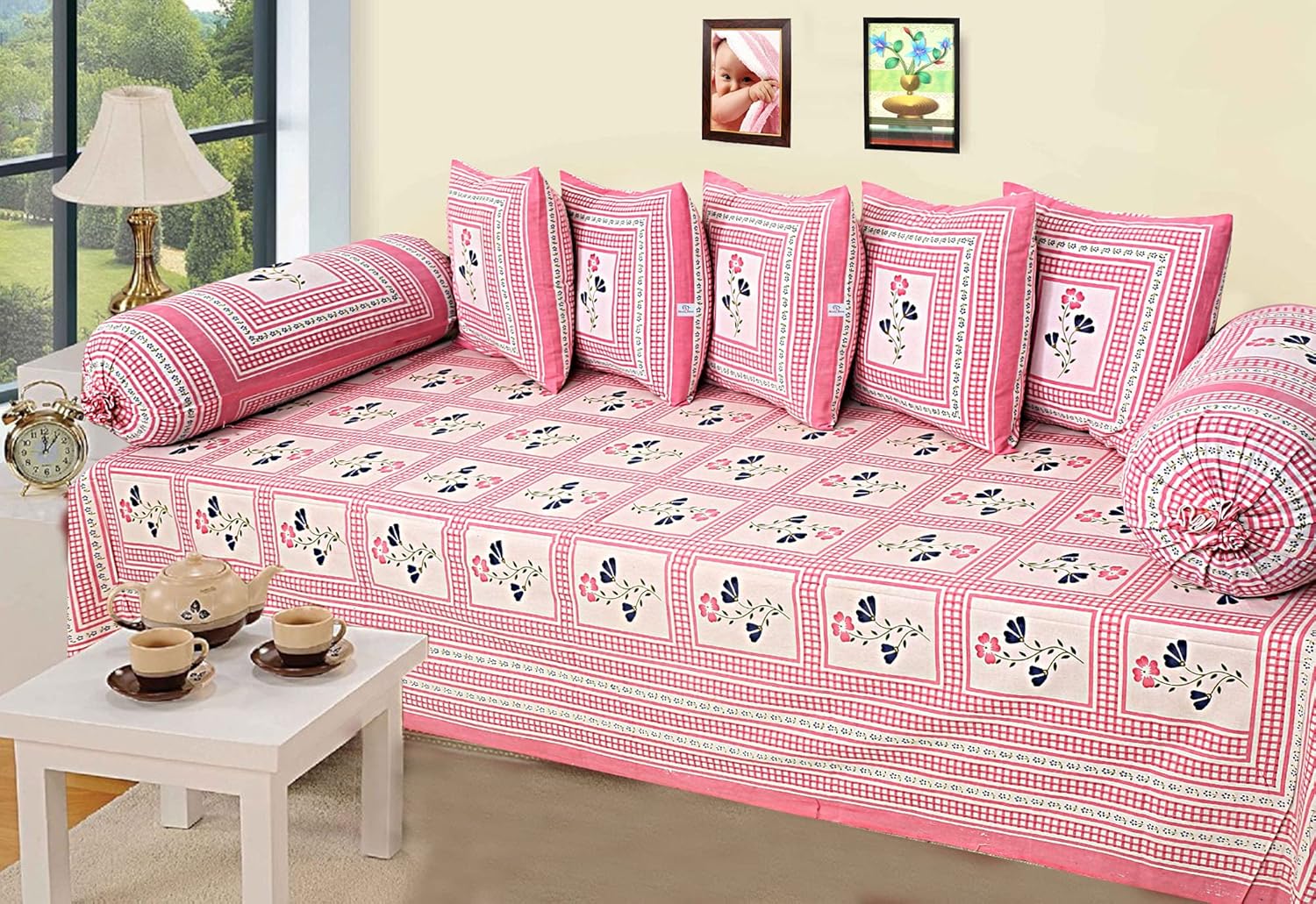 Heart Home Cotton Diwan Set for Living Room, Kids Room, Nursery Room ...