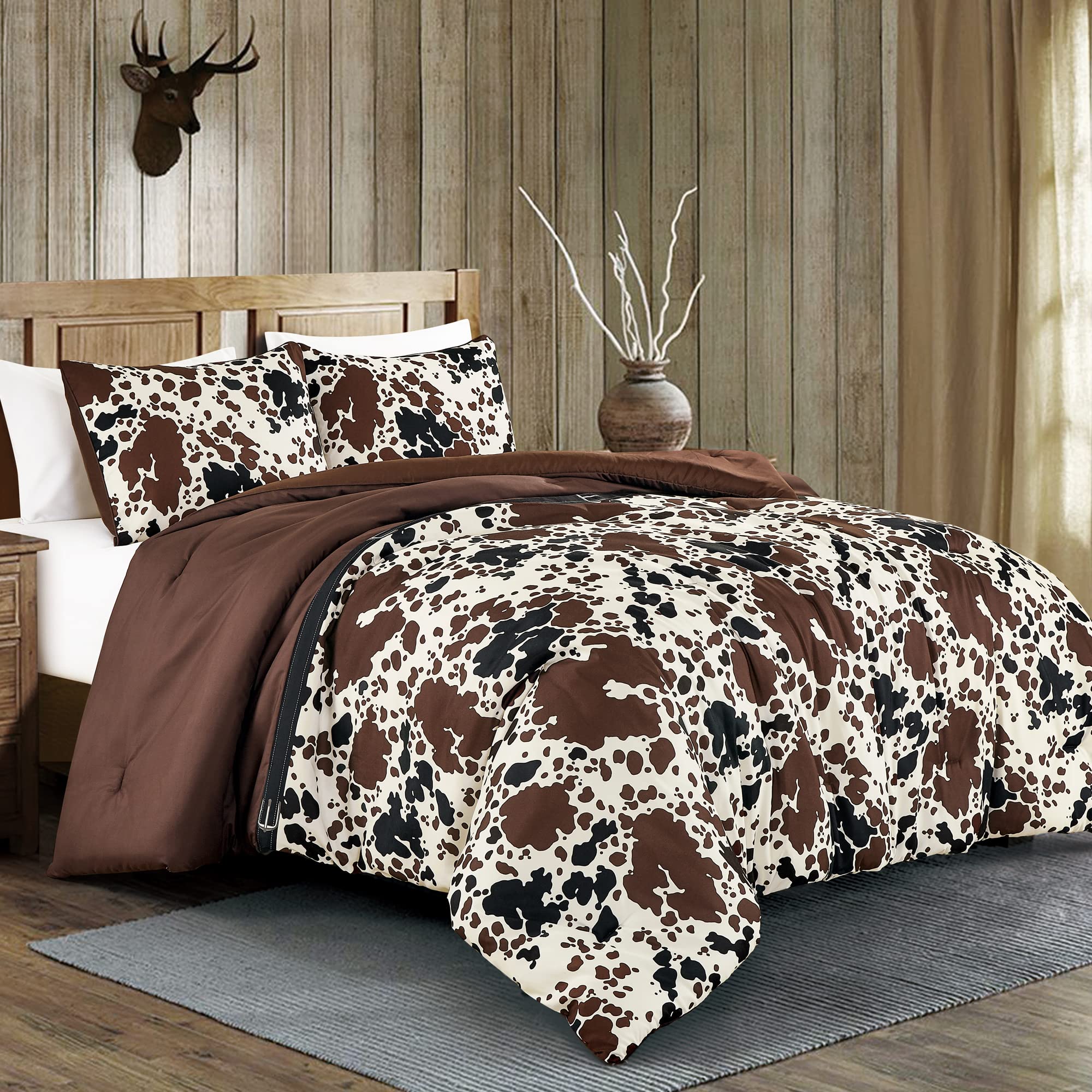 Cow Print Comforter King Size Western theme cowboy Comforter Set Milk ...
