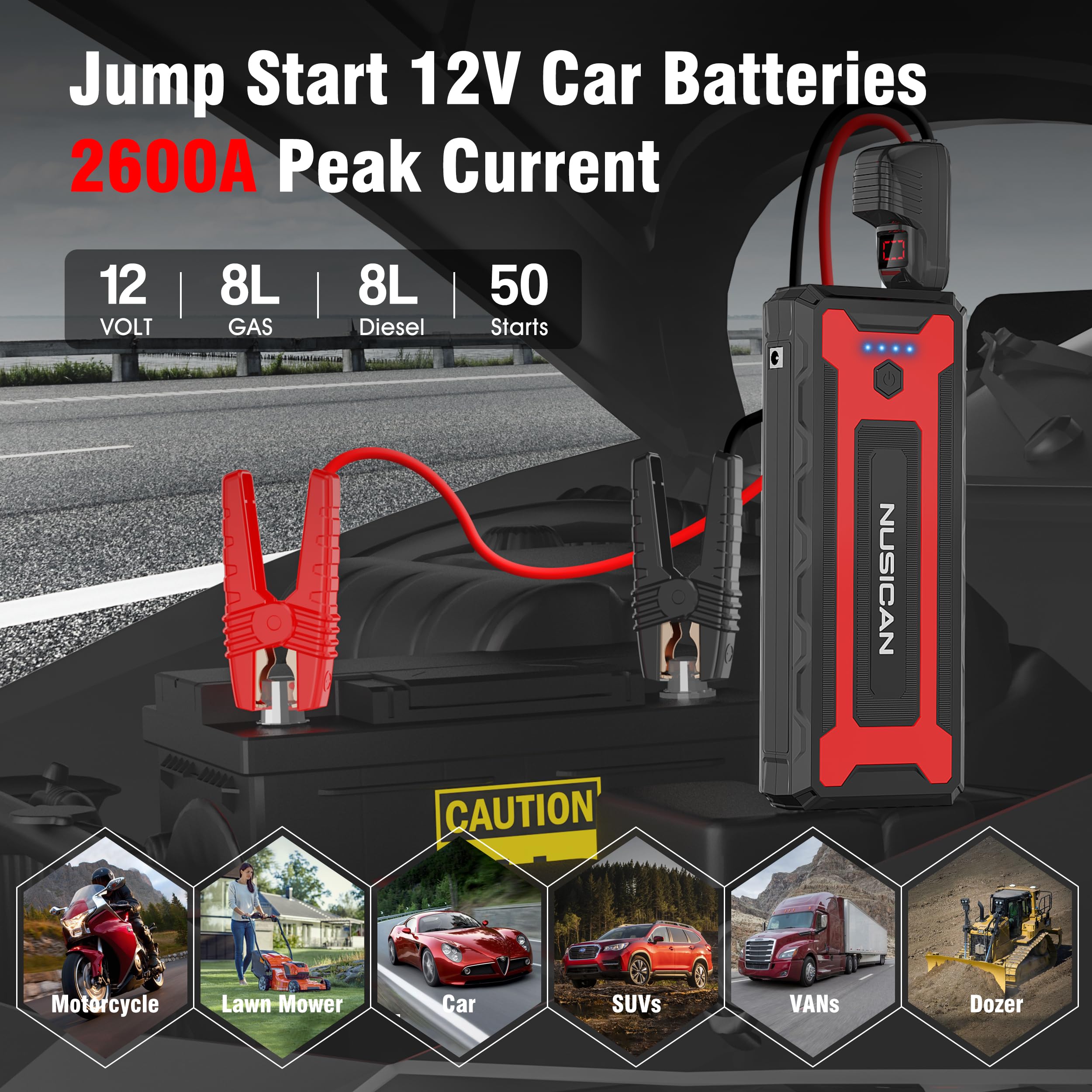 Mua Car Jump Starter, 2600A 22000mAh 12V Portable Battery Starter, Auto ...