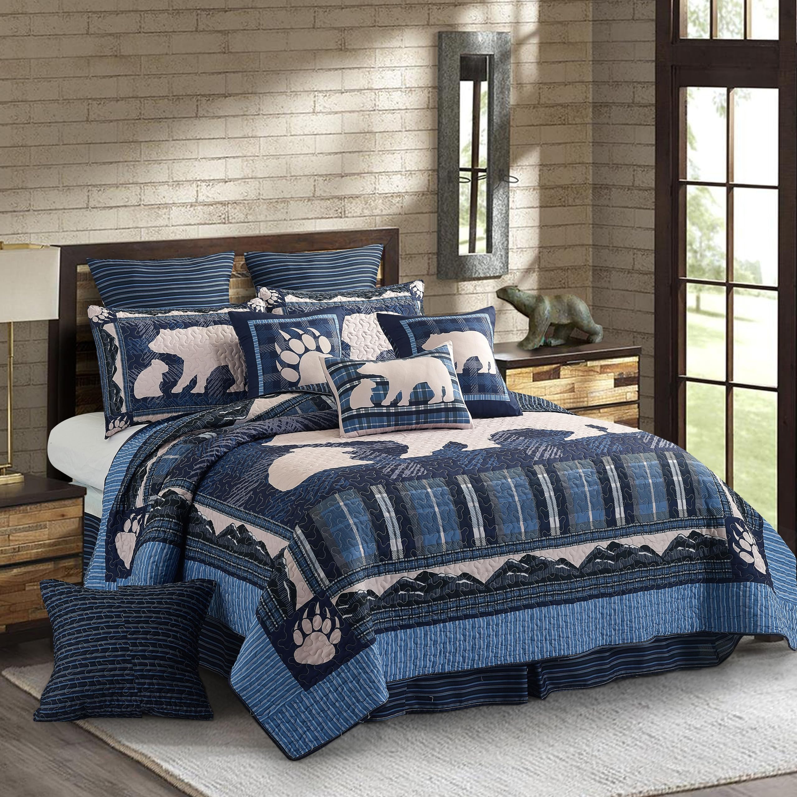 Virah Bella 3 Piece King Lodge Quilt Bedding Set - Rustic Country ...