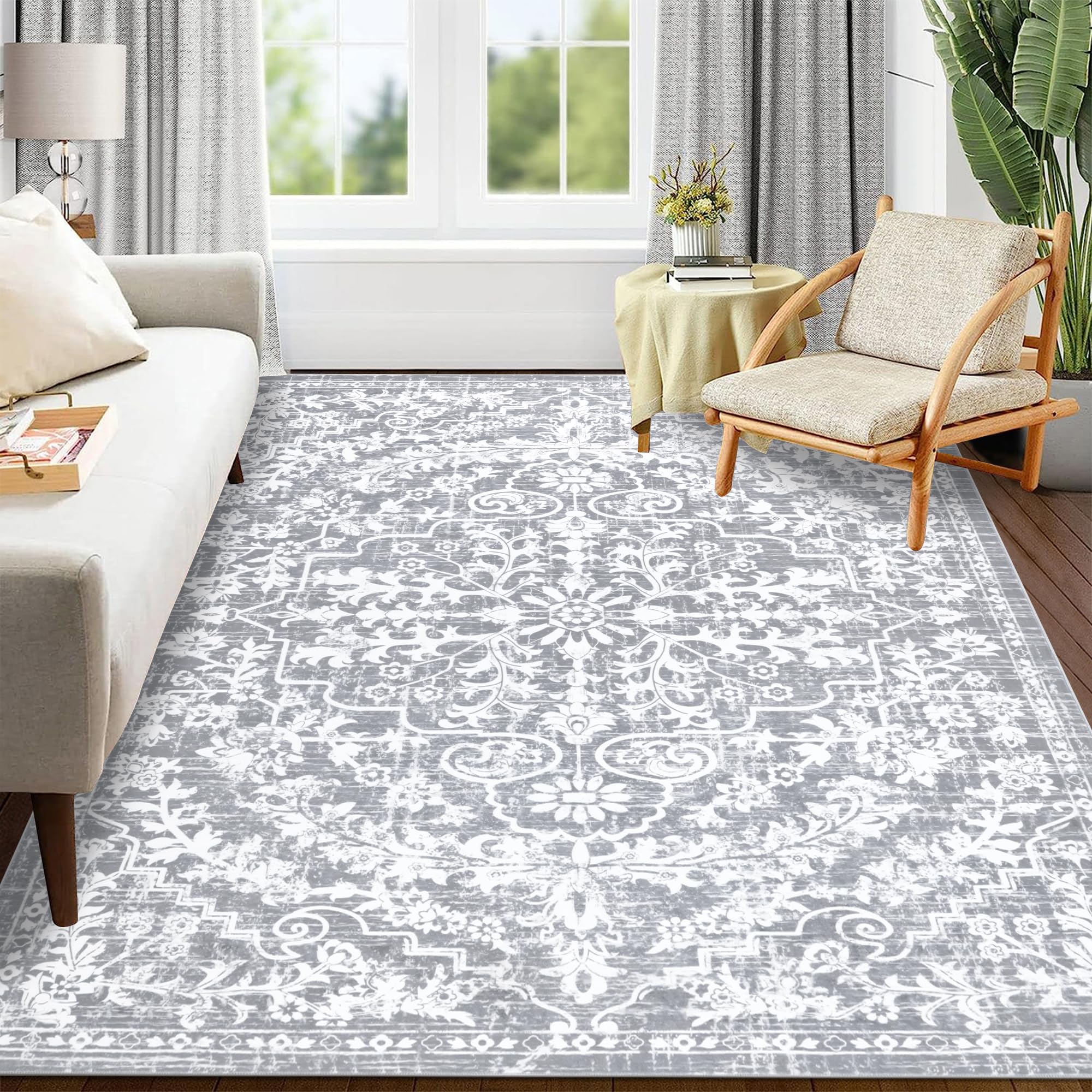 Pauwer Boho Area Rug 5x7 Washable Rugs for Living Room Vintage Non Slip ...