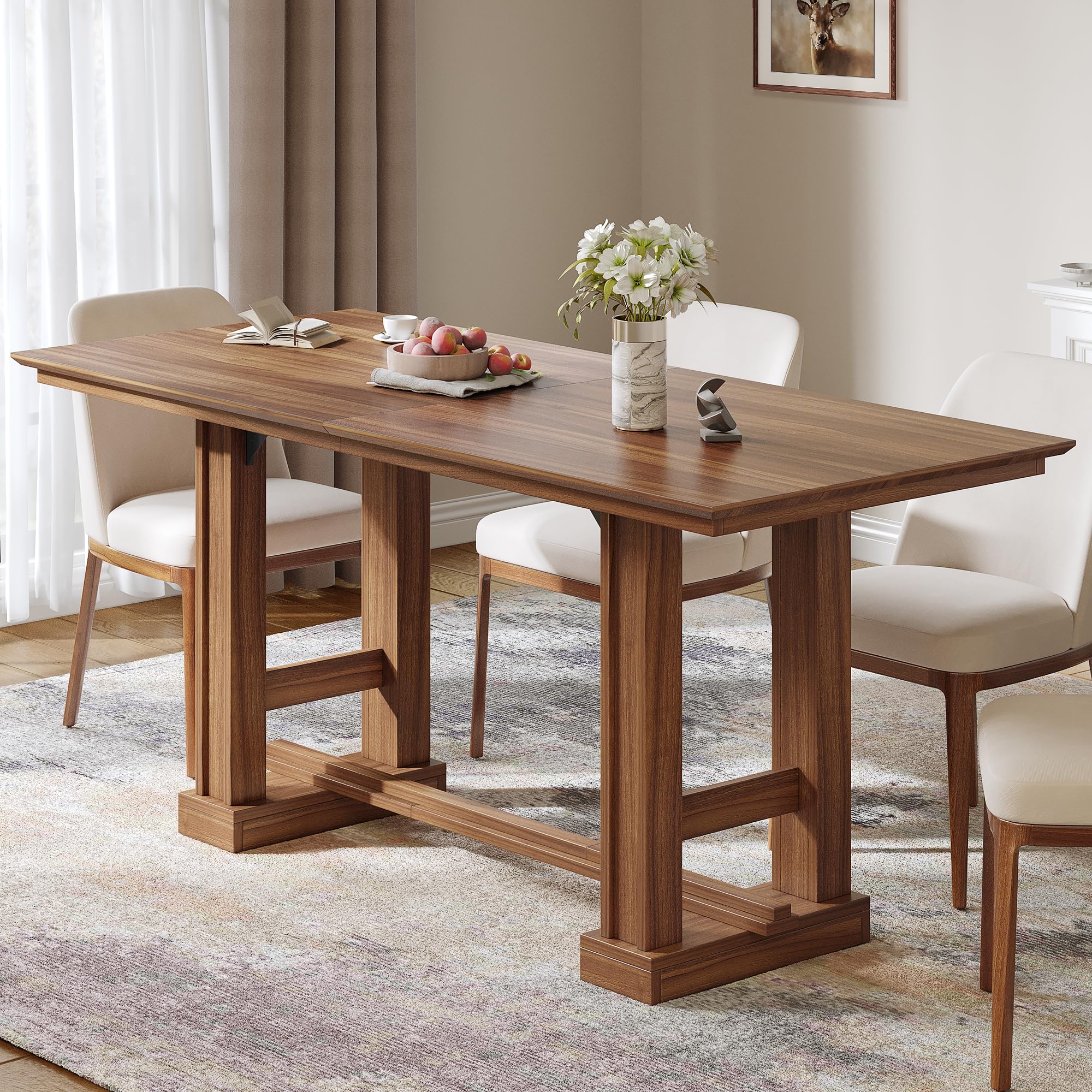 Plank+Beam 72 Inch Farmhouse Dining Table, Solid Wood Rustic Kitchen ...