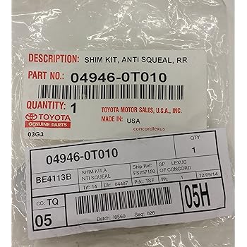 Amazon.com: Toyota 04946-0T010 Disc Brake Pad Shim: Automotive