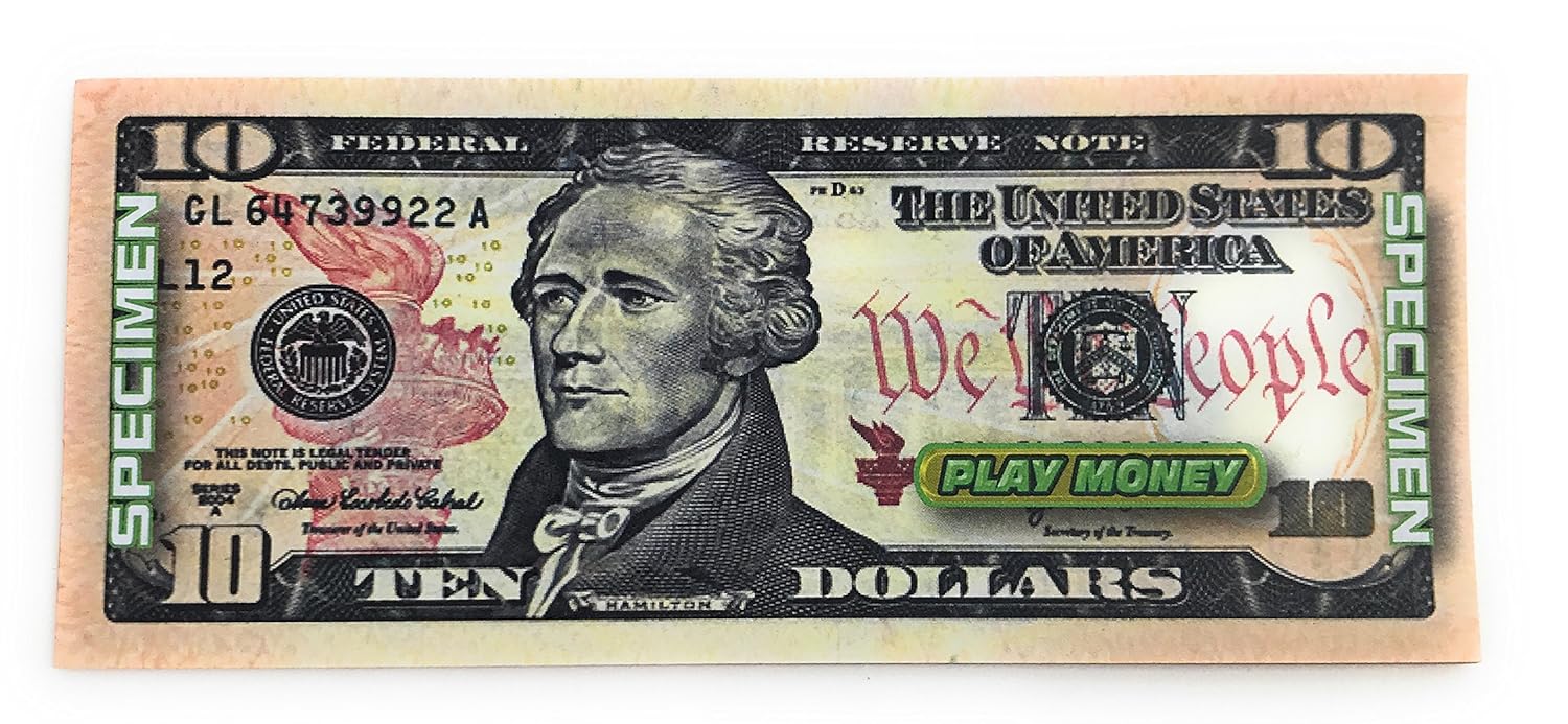 Pretend Play Educational Play Money Prop Money Two-Sided Print 72 Bills ...