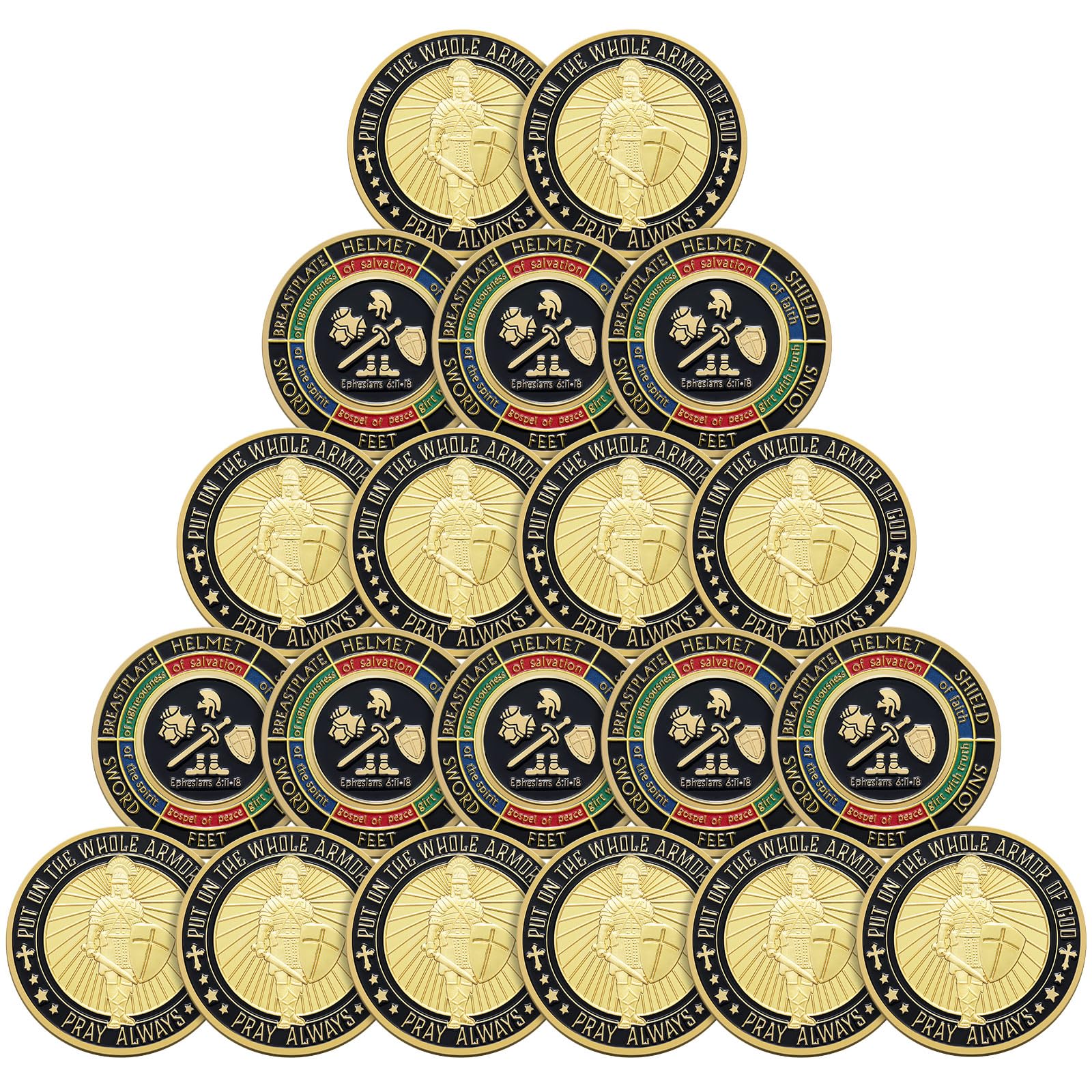Nosiny 20 Pcs Armor of God Coin Prayer Commemorative Coin Metal ...