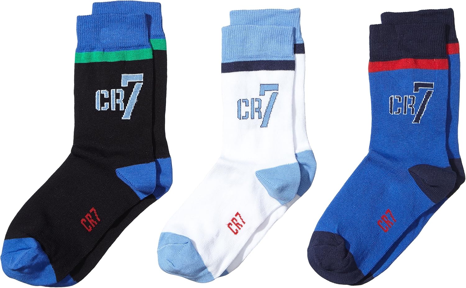 CR7 Cristiano Ronaldo Boys Socks Multi-Coloured Blau-Schwarz-Weiß Size ...