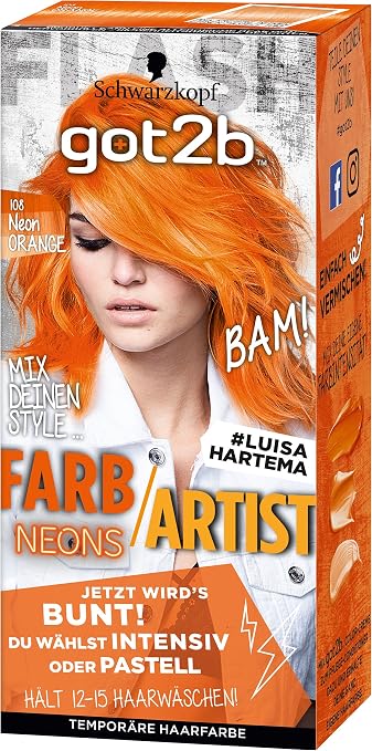 Schwarzkopf Got2b Farb/Artist Haarfarbe, 108 Neon Orange, 1er Pack (1 x ...