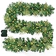 Amazon.com: Christmas Garland with Lights, Prelit Xmas Garlands with Timer Outdoor Lighted ...