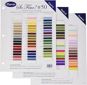 Amazon.com: Superior Threads 116-CLRCD So Fine Thread Color Card 3 Card Set