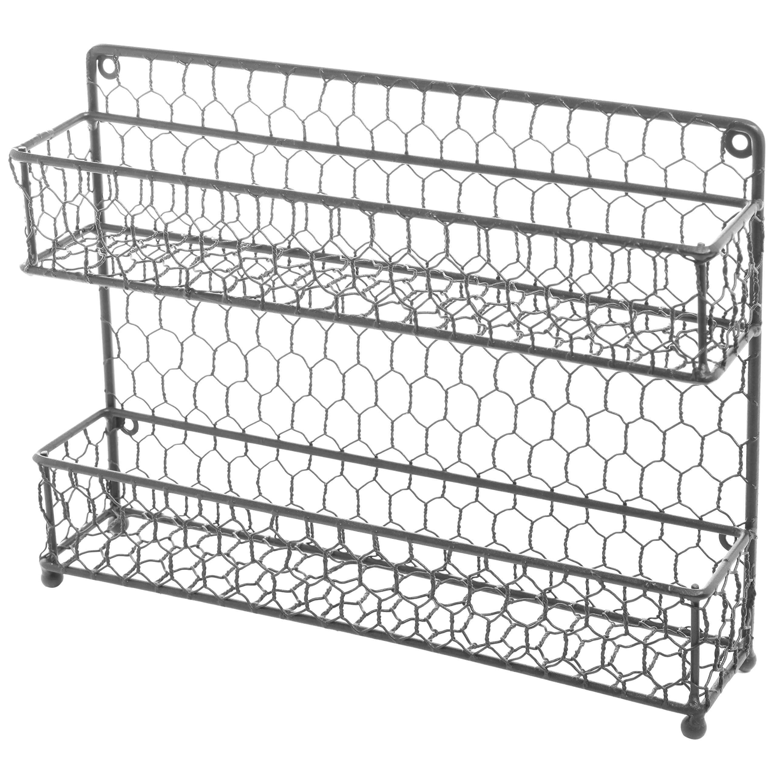 MyGift Rustic Gray Dual Tier Wire Spice Rack Jars Storage Organ... Free ...