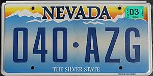 Amazon.com: Nevada State License Plate blue numbers on blue snow capped ...