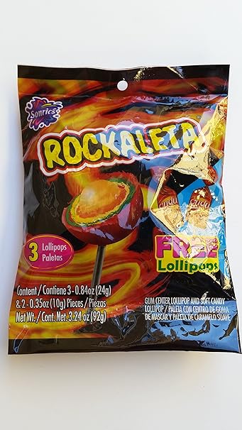 Amazon.com : SONRICS ROCKALETA 3 Lollipops 1 bag : Grocery & Gourmet Food