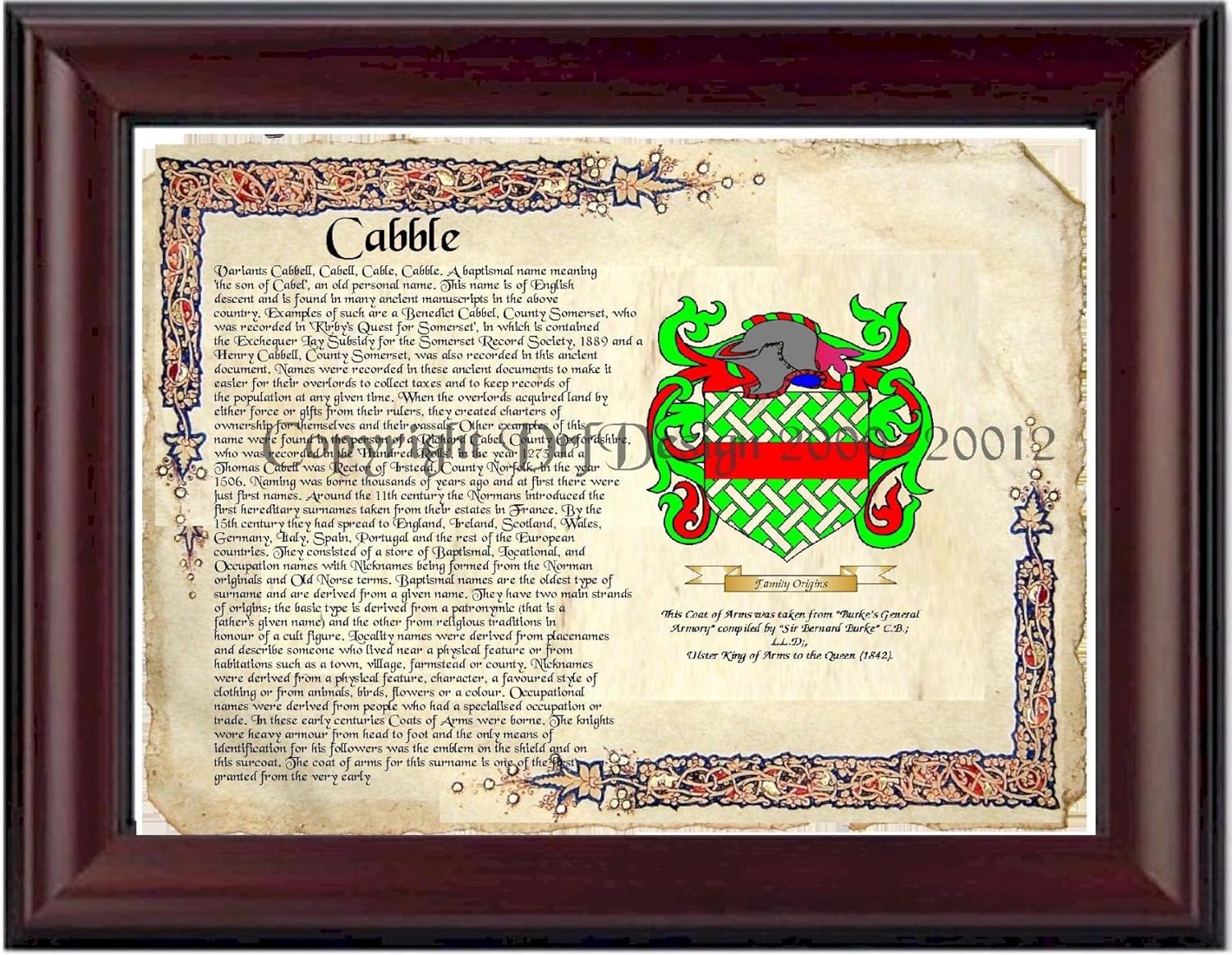 Amazon.com: Cabble Coat of Arms/ Family Crest on Fine Paper and Family ...