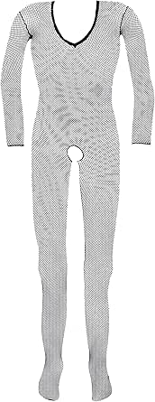 Amazon.com: Elegant Moments Women's Long Sleeve Fishnet Bodystocking ...