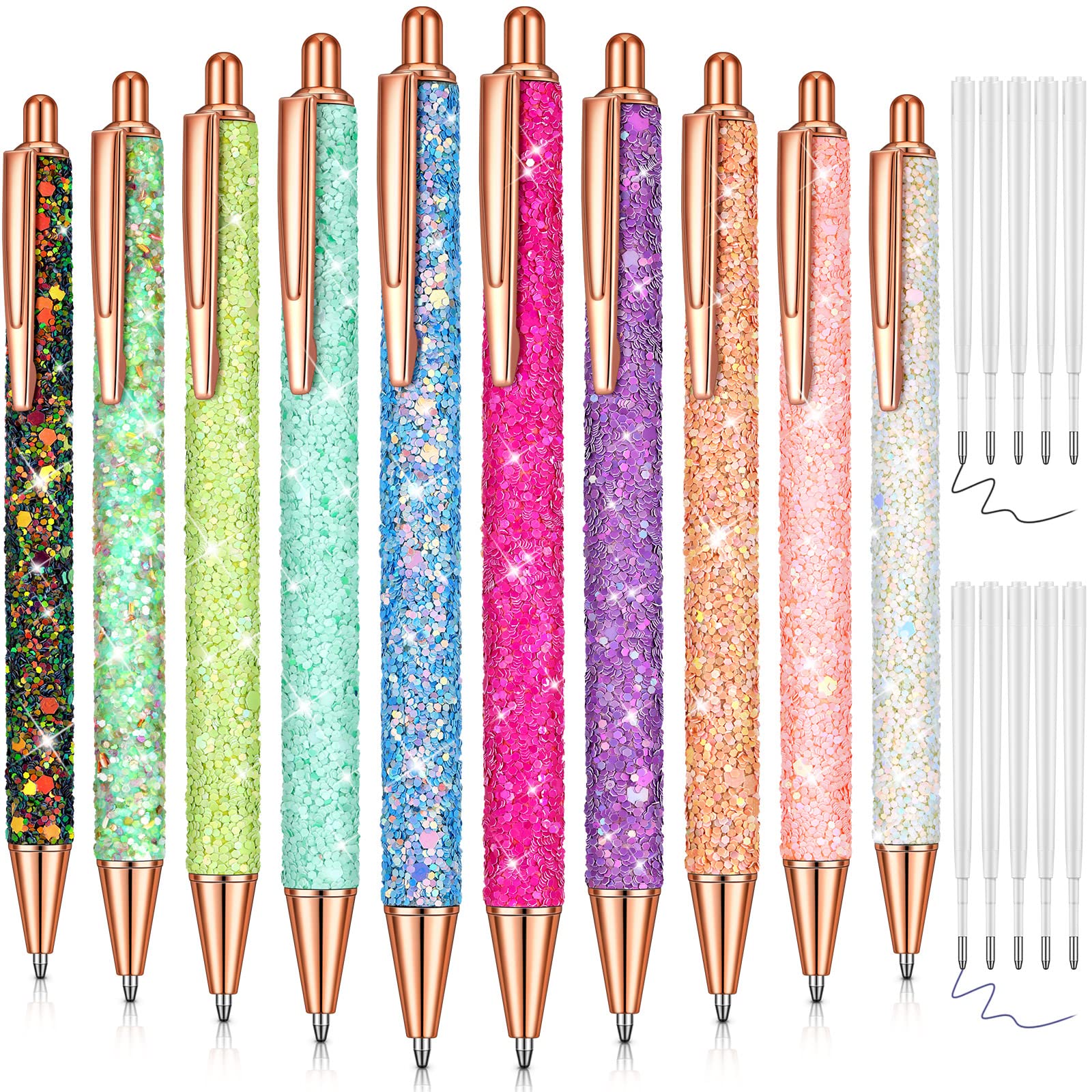 Woanger 30 Pcs Fancy Pens for Women Girls Set 10 Glitter Sparkly Pretty ...