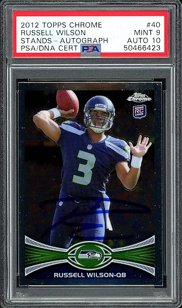 Russell Wilson Autographed 2012 Topps Chrome Rookie Card #40 Seattle ...