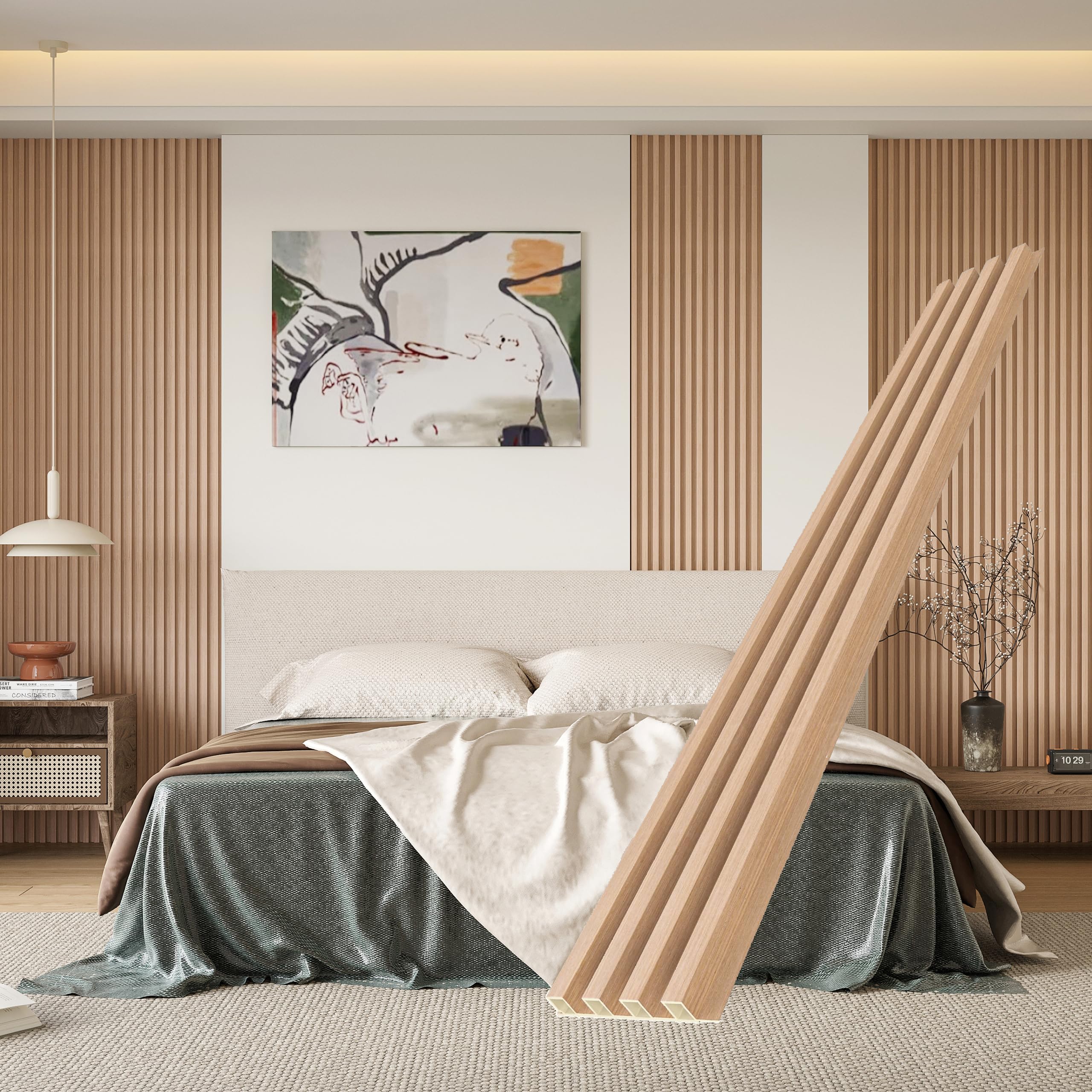 POHARE WPC Slat Wall Panels, 8 Pack Accent Slat Wood Slats for Wall and ...