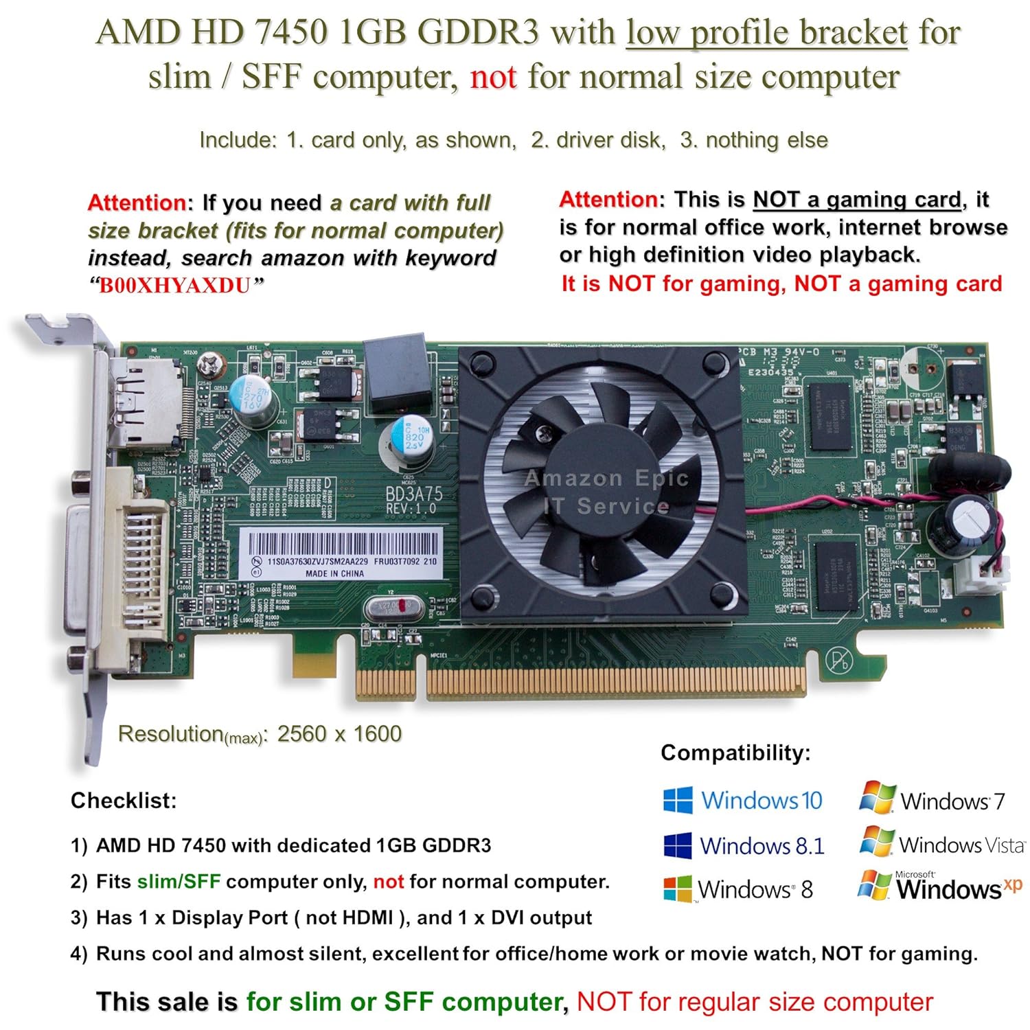 AMD Radeon HD 7450 1GB Graphics Card - BD3A75 ***USED***: Amazon.co.uk ...