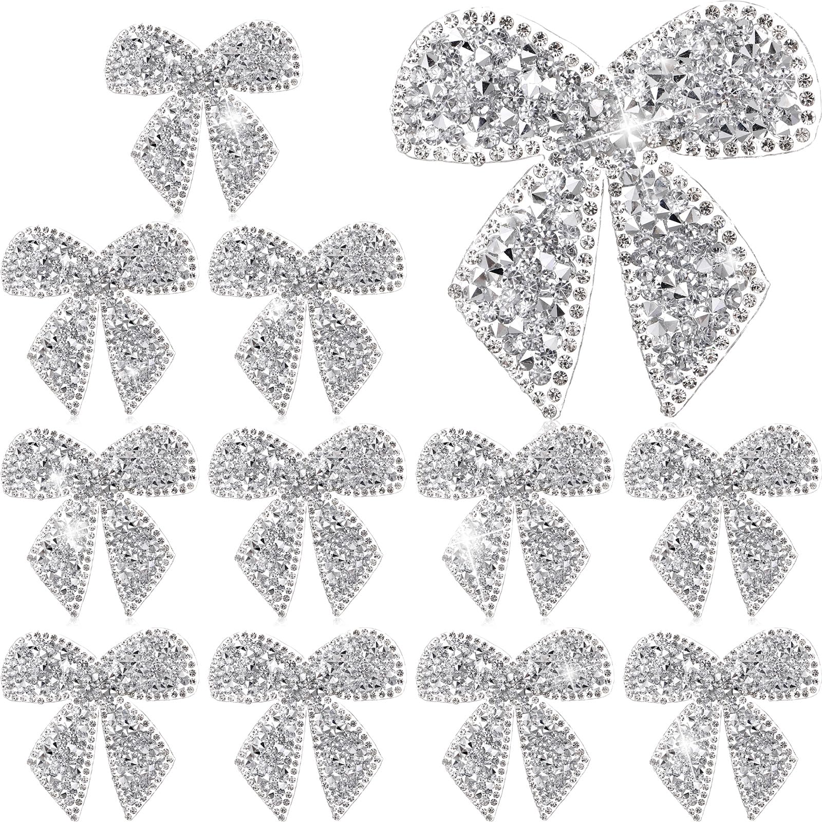 Daifunli 12 Pieces Bow Knot Rhinestone Patches Sparkling Crystal ...