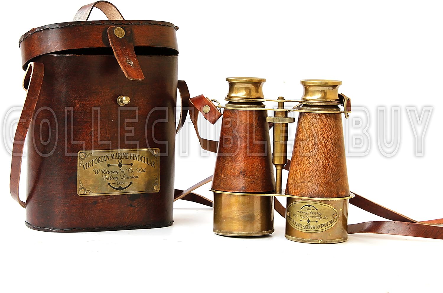 Victorian Marine Brass Leather Binocular Sailor Instrument London 1915 ...