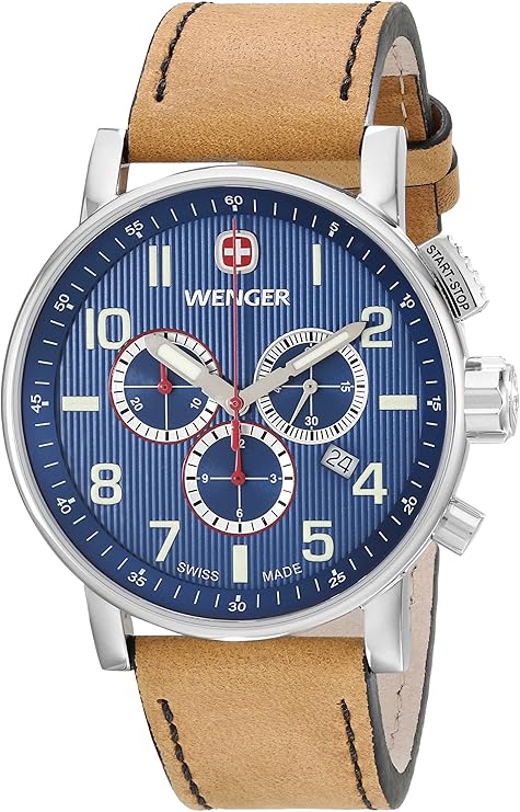 Wenger Commando Chrono Men's Quartz Watch with Blue Dial Chronograph ...