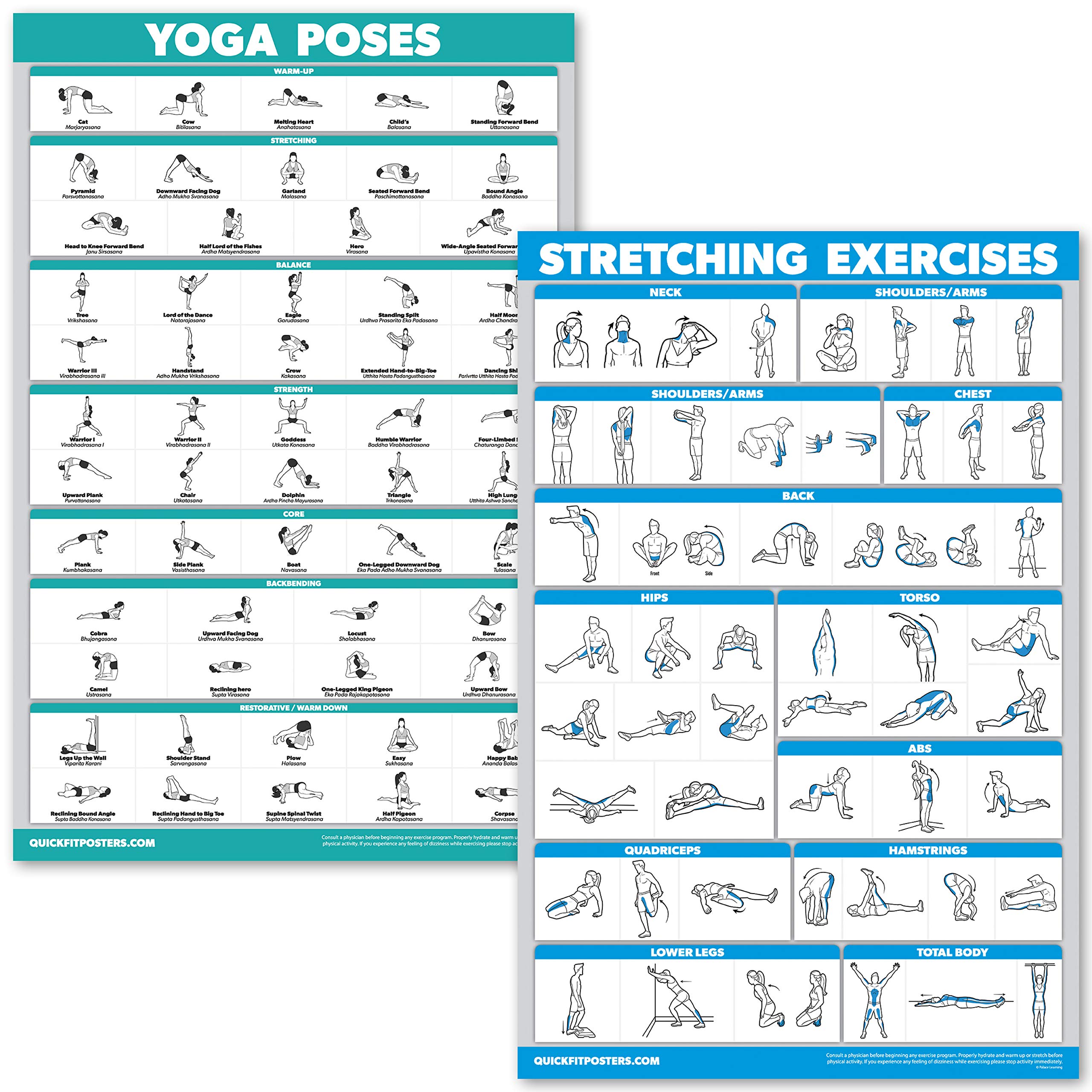 Mua QUICKFIT Yoga Poses and Stretching Exercise Poster Set - Laminated ...