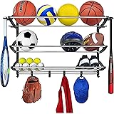 Amazon.com: MyGift Black Metal Wall-Mounted Basket Ball Holder and ...