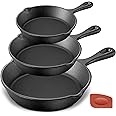 Amazon.com: NutriChef 3-Piece Cast Iron Skillet Set - Pre-Seasoned ...