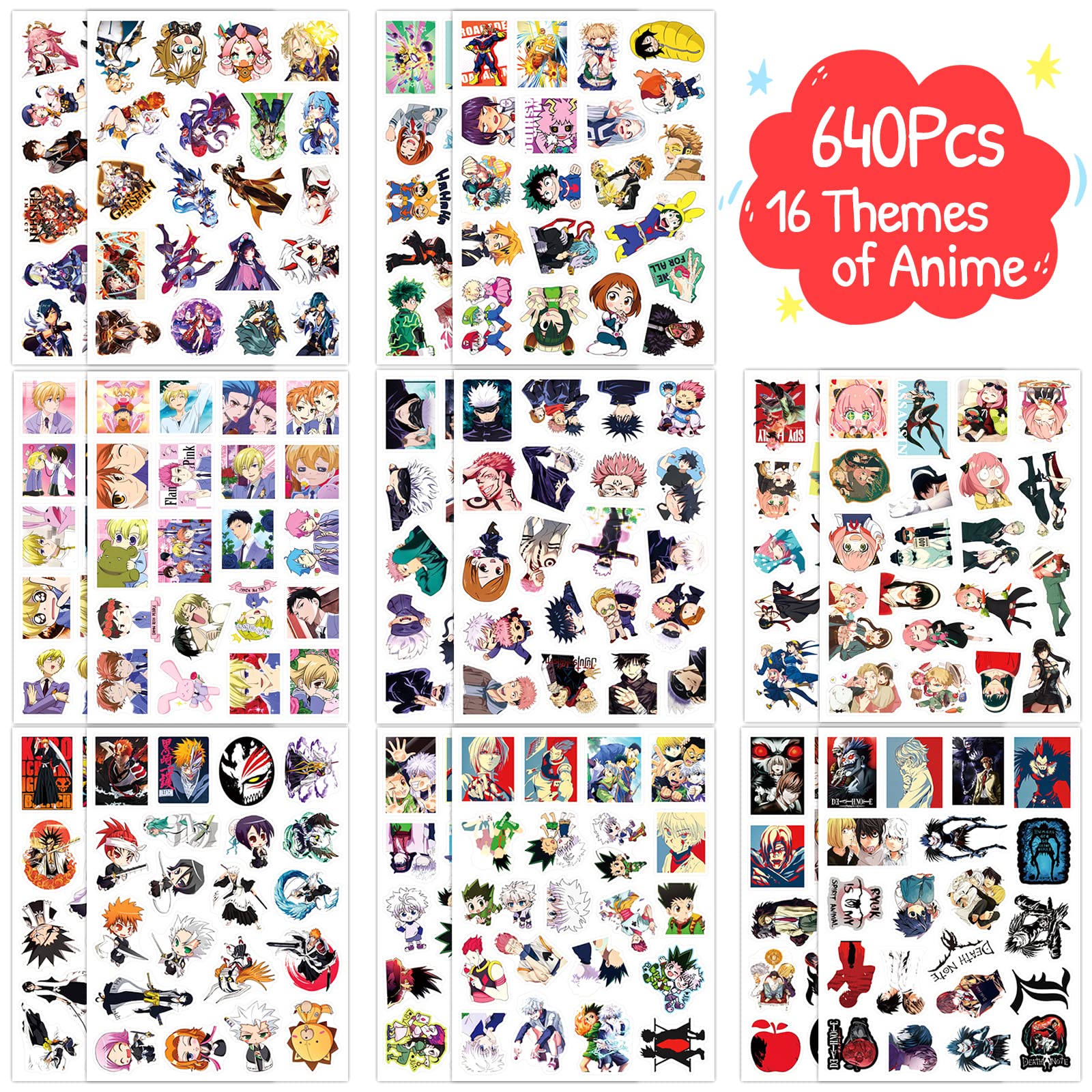 Mua 640Pcs Anime Stickers Mixed Pack, Vinyl Waterproof Anime Stickers ...