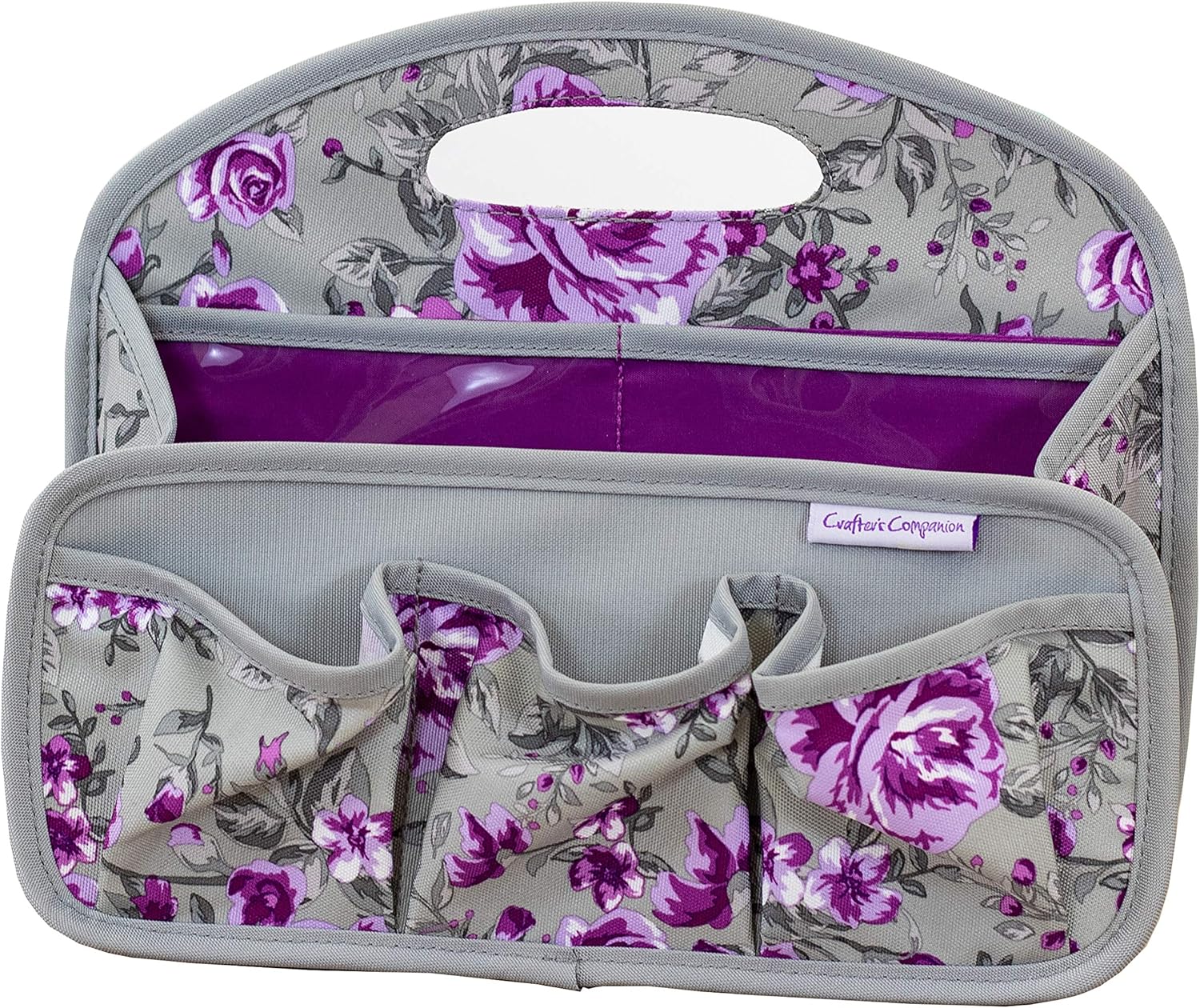 Crafter's Companion Portable Tote-Floral Crafting Storage Bag-Grey ...